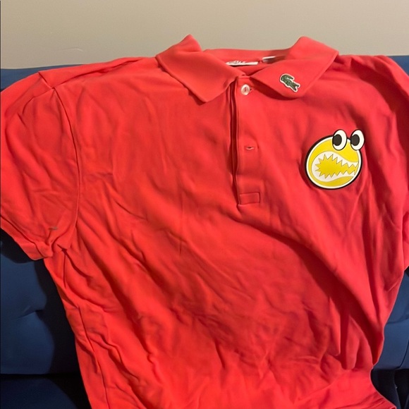Lacoste | Shirts | Lacoste Red Polo Shirt With Cartoon Smiley | Poshmark